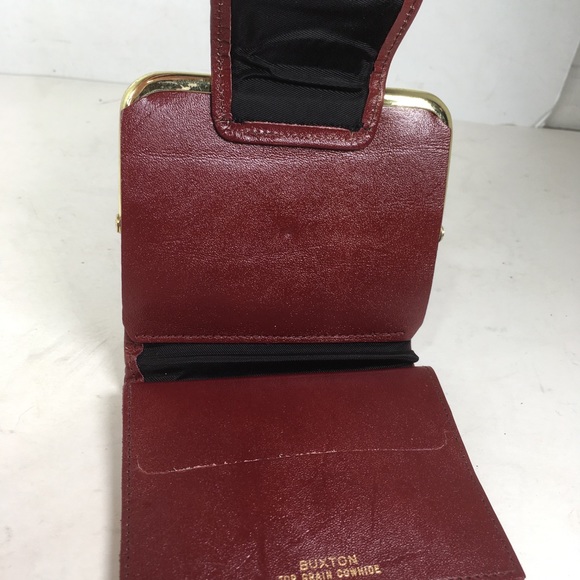 Buxton | Bags | Buxton Vtg Red Leather Kiss Lock Coin Purse Wallet ...